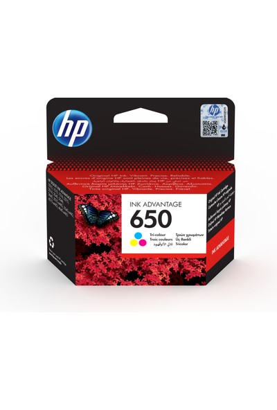 HP Orijinal 650 Mürekkep Kartuşu Üç Renkli (CZ102AE) HP Orijinal 650 Mürekkep Kartuşu Üç Renkli (CZ102AE)