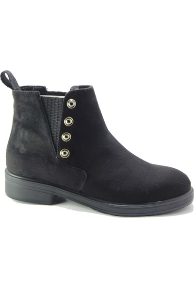 Punto ST00602 Düz Taban Kadın Süet Bot - Siyah - 38 Punto ST00602 Düz Taban Kadın Süet Bot - Siyah - 38