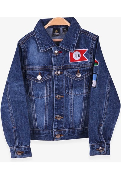 JUNİOR Çocuk Kot Ceket Nakşılı Mavi (5-12 Yaş)