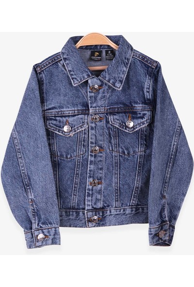 JUNİOR Çocuk Kot Ceket Nakşılı Açık Mavi (5-12 Yaş)