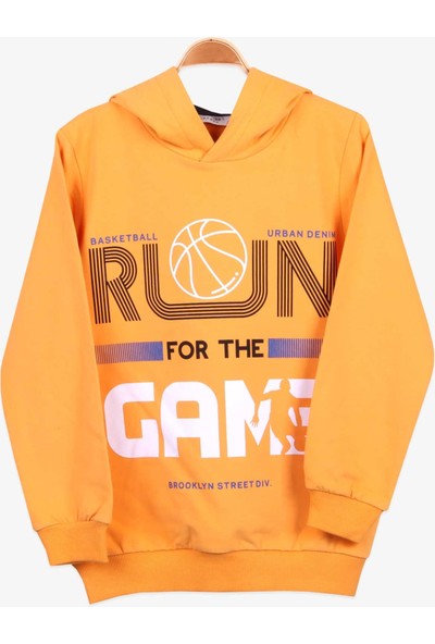 Breeze Erkek Çocuk Sweatshirt Basketbol Temalı Hardal Sarı (8-14 Yaş)
