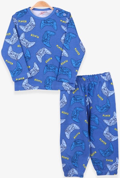 Breeze Erkek Bebek Pijama Takımı Desenli Saks Mavisi (9 Ay-3 Yaş)
