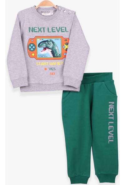 Erkek Çocuk Eşofman Takım Dinazor Baskılı Gri Melanj (1.5-5 Yaş) Erkek Çocuk Eşofman Takım Dinazor Baskılı Gri Melanj (1.5-5 Yaş)