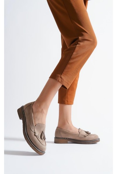 Kaygısız Kadın Oxford Vizon Nubuk Corcik