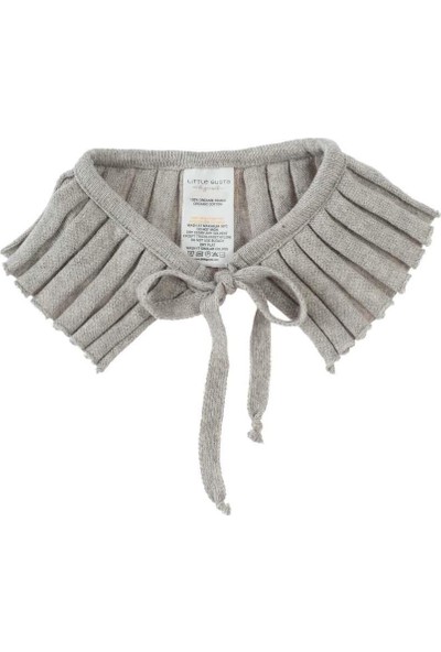 Little Gusto Pileli Örgü Yaka Gri Organik Pamuk