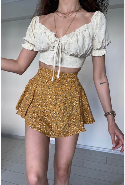 Butikgogirl Çiçek Desen Şort Etek