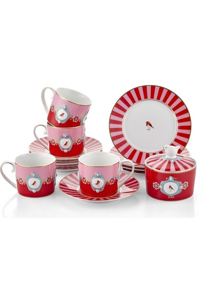 Pip Studio Love Birds Kırmızı-Pembe Sofra Seti