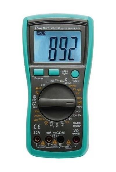 Proskit MT-1280 Dijital Multimetre Ölçü Aleti 3 1/2 Proskit MT-1280 Dijital Multimetre Ölçü Aleti 3 1/2