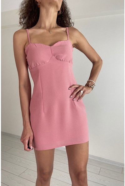 Butikgogirl Ip Askılı Düz Mini Elbise