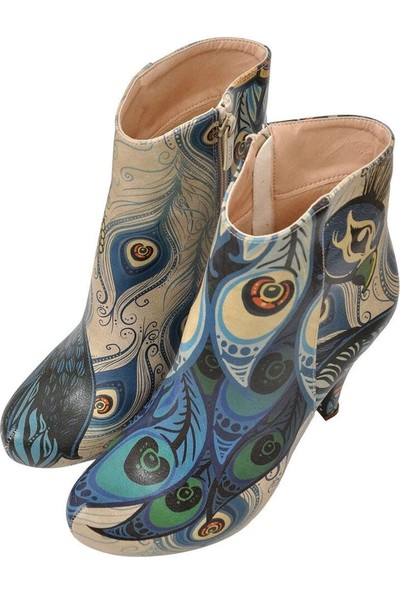 DogoStore Peafowl / Tasarım Baskılı Vegan / Dogo Jazzy Boots Kadin Bot