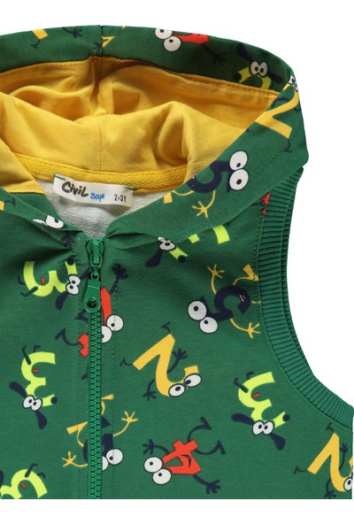 Civil Boys Erkek Çocuk Kapüşonlu Yelek 2-5 Yaş Koyu Yeşil