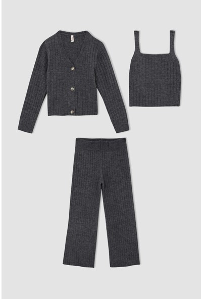 DeFacto Kız Çocuk Basic Triko 3'lü Takım V0823A621AU