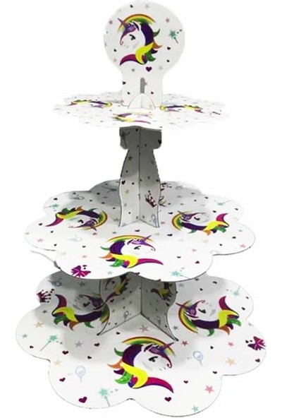 Dipak Unicorn Temalı 3 Katlı Kek Standı Cup Cake Standı Dipak Unicorn Temalı 3 Katlı Kek Standı Cup Cake Standı