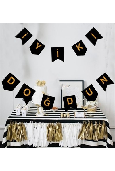 Dipak Siyah / Gold Iyiki Doğdun Yazılı Banner Dipak Siyah / Gold Iyiki Doğdun Yazılı Banner