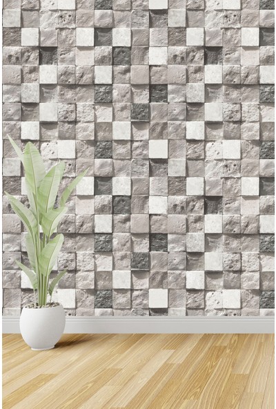 İnci Concept 5680 Kare Taş Desenli Duvar Kağıdı
