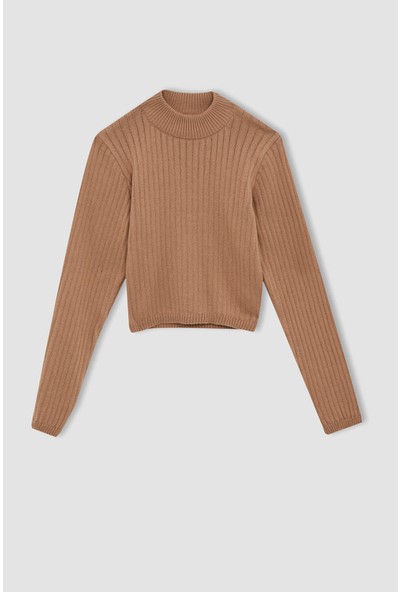 DeFacto Kız Çocuk Boğazlı Yaka Crop Kazak W1805A621WN