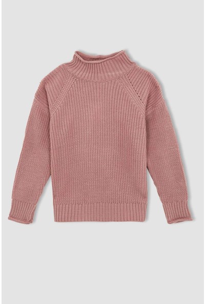 DeFacto Kız Çocuk Regular Fit Boğazlı Yaka Kazak V0852A621WN DeFacto Kız Çocuk Regular Fit Boğazlı Yaka Kazak V0852A621WN