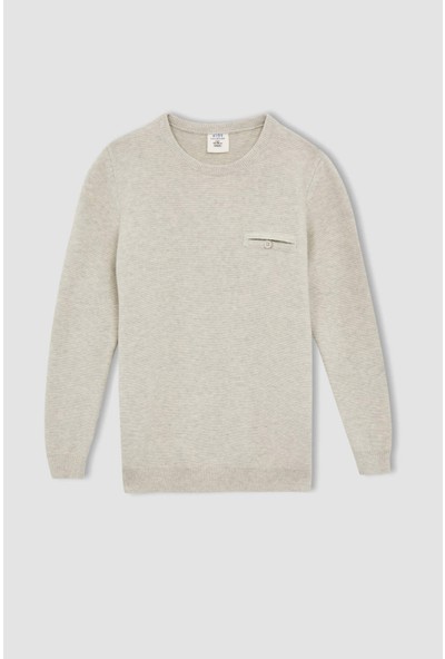 DeFacto Erkek Çocuk Slim Fit Bisiklet Yaka Tek Cepli Pamuklu Kazak W4651A621WN