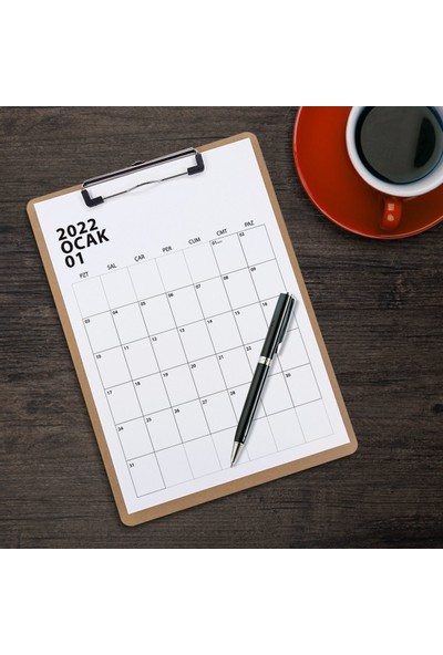 Bi'aldım Aylık Planlamalı Takvim A4 Sekreter Dosyalı 2022 Takvim A4 Boy