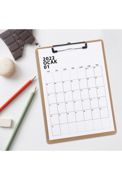 Bi'aldım Aylık Planlamalı Takvim A5 Sekreter Dosyalı 2022 Takvim A5 Boy
