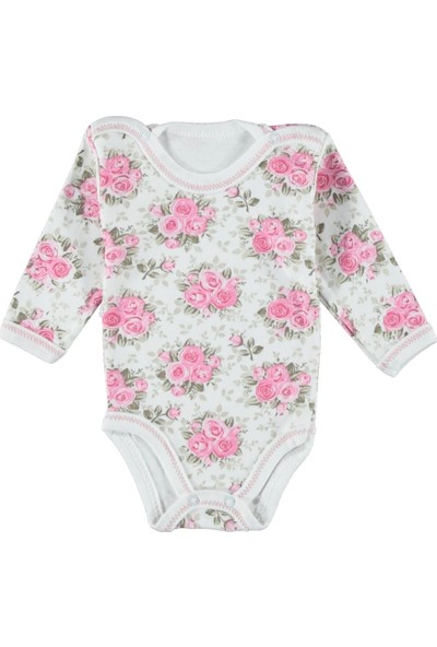 Paketle Express Çiçekli Penye Uzun Kol Çıtçıtlı Kız Badi 2/4 Yaş