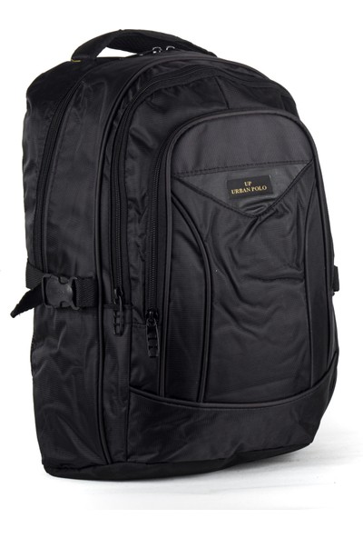 Urban Polo Siyah Fitil Detaylı Su Geçirmez Kumaş Sırt Çantası 724