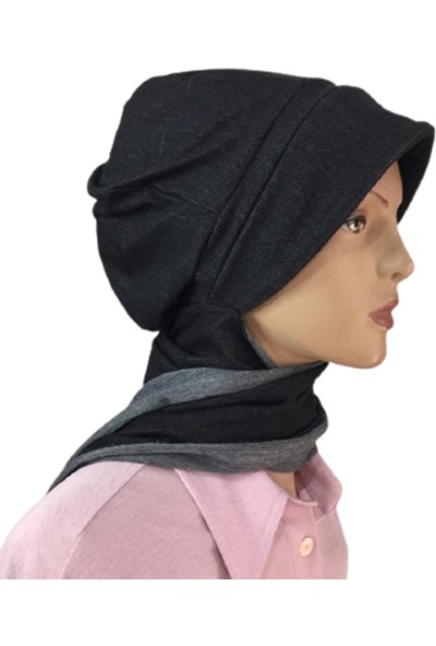 Eflin Kadın Tesettür Giyim Fularlı Kasketli Şapka Bone Siyah Eflin Kadın Tesettür Giyim Fularlı Kasketli Şapka Bone Siyah