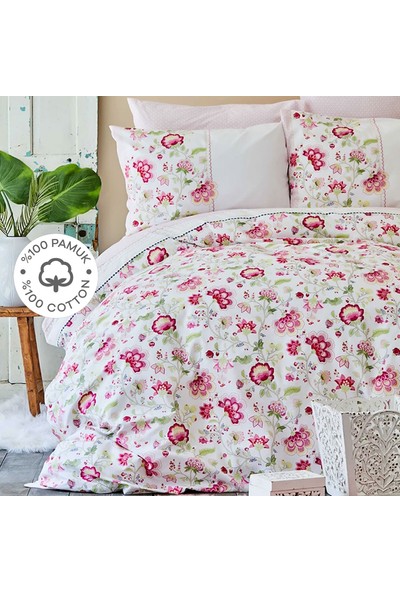 Karaca Home April Fuşya %100 Pamuk Çift Kişilik Nevresim Takımı Karaca Home April Fuşya %100 Pamuk Çift Kişilik Nevresim Takımı