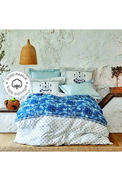 Karaca Home Costa Mavi %100 Pamuk Çift Kişilik Nevresim Takımı