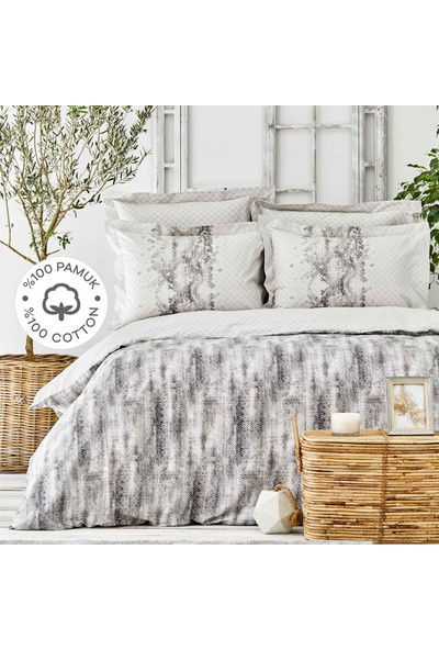 Karaca Home Lepida Gri %100 Pamuk Çift Kişilik Nevresim Takımı