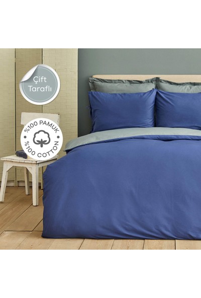 Karaca Home Basic Gri İndigo %100 Pamuk Çift Taraflı Çift Kişilik Nevresim Takımı Karaca Home Basic Gri İndigo %100 Pamuk Çift Taraflı Çift Kişilik Nevresim Takımı
