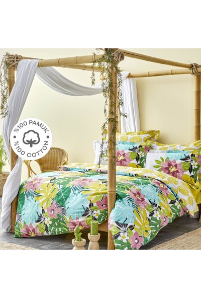 Karaca Home Tropic Yeşil %100 Pamuk Çift Kişilik Nevresim Takımı