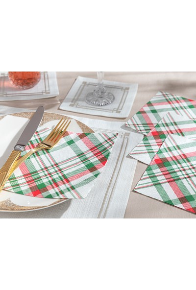 English Home Cross Kağıt 20'Li Kağıt Peçete 33x33 Cm Yeşil