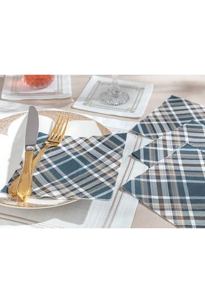 English Home Cross Kağıt 20'li Kağıt Peçete 33X33 cm Indigo-Yılbaşı Özel