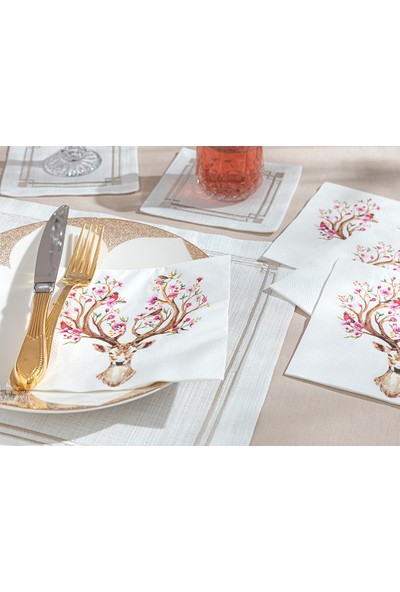 English Home Royal Deer Kağıt 20'Li Kağıt Peçete 33x33 Cm Beyaz English Home Royal Deer Kağıt 20'Li Kağıt Peçete 33x33 Cm Beyaz
