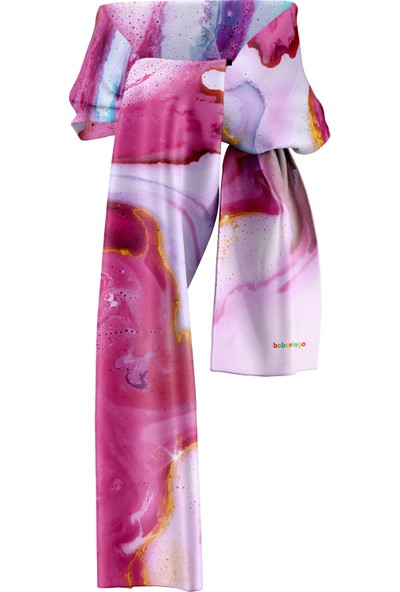 Bobaringa Pembe Desenli Dijital Baskı Polar Atkı