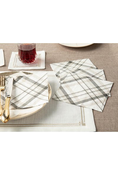 English Home Cross Kağıt 20'Li Kağıt Peçete 33x33 Cm Bej