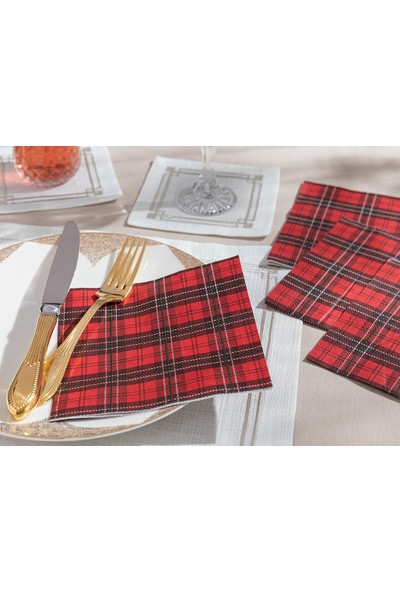 English Home Plaid Kağıt 20'Li Kağıt Peçete 33x33 Cm Kırmızı-Yılbaşı Özel English Home Plaid Kağıt 20'Li Kağıt Peçete 33x33 Cm Kırmızı-Yılbaşı Özel