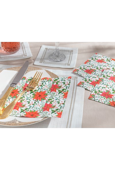 English Home Amaryllis Kağıt 20'Li Kağıt Peçete 33x33 Cm Renkli