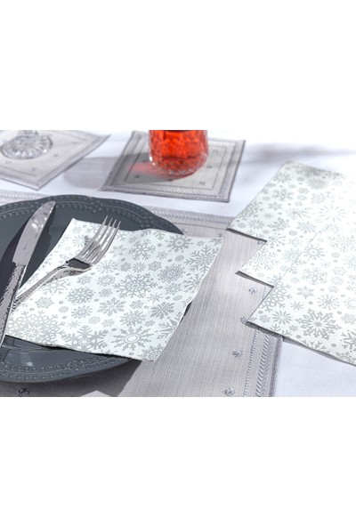 English Home Royal Stars Kağıt 20'Li Kağıt Peçete 33x33 Cm Silver English Home Royal Stars Kağıt 20'Li Kağıt Peçete 33x33 Cm Silver