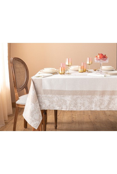 English Home Royalty Polyester Masa Örtüsü 160x300 Cm Bej