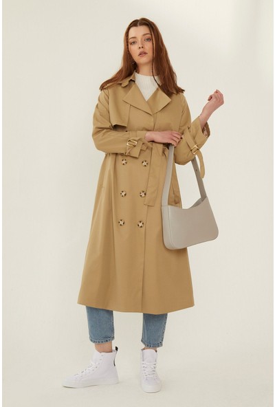 Suud Collection Camel Uzun Pamuklu Trençkot Suud Collection Camel Uzun Pamuklu Trençkot