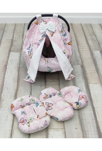 mordesign Ortopedik Puset Minderi, Örtüsü ve Çarşaf 3'lü Set, Pamuklu Kumaş, Kelebek Desen, Pembe Renk mordesign Ortopedik Puset Minderi, Örtüsü ve Çarşaf 3'lü Set, Pamuklu Kumaş, Kelebek Desen, Pembe Renk