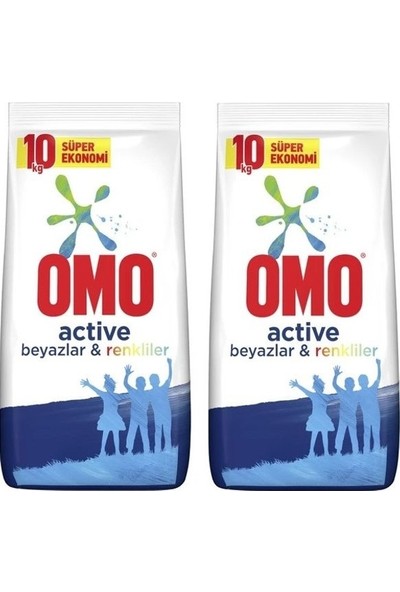 Omo Active Toz Çamaşır Deterjanı Beyazlar ve Renkliler 2 x 10 kg