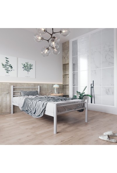 Evger K70 Beyaz Metal Karyola Tek Kişilik (90X190 Cm) Yataksız