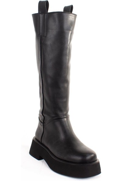 Dagoster DZA07-5821304 Siyah Günlük Kadın Kalın Taban Düz Çizme