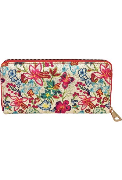 Fermuarlı Çiçek Desenli Altın Sarı Üzerine Etnik Kırmızı Desenli Telefonluklu Kadın Cüzdanı Fermuarlı Çiçek Desenli Altın Sarı Üzerine Etnik Kırmızı Desenli Telefonluklu Kadın Cüzdanı