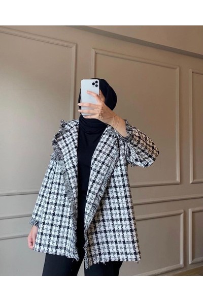 Marina Püsküllü Ceket E2134-BEYAZ