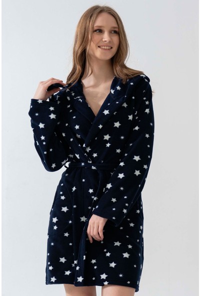 TopTrend Kadın P.suprem Uzun Kol Normal Beden Mavi Sabahlık