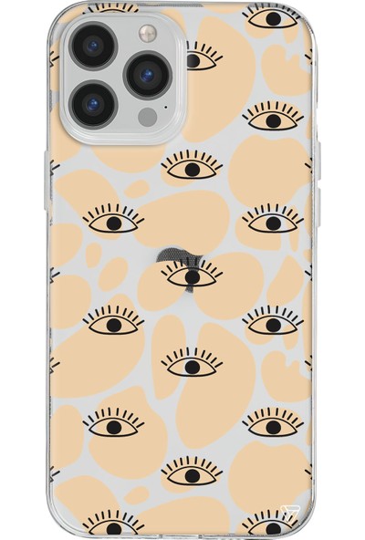 Trihed iPhone 13 Pro Max Şeffaf Renkli Silikon Krema Göz 2 Telefon Kılıfı Trihed iPhone 13 Pro Max Şeffaf Renkli Silikon Krema Göz 2 Telefon Kılıfı
